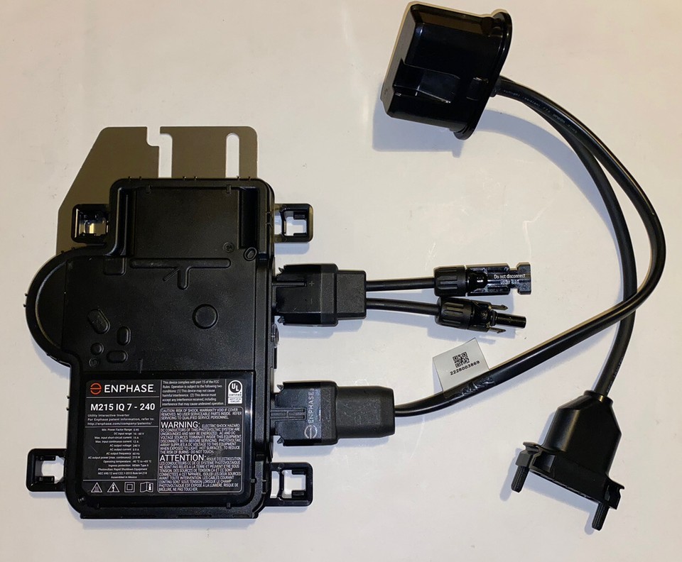 Enphase M215 240-IQ7 Microinverters + AC & DC Connector Cables LOT OF 3 ...