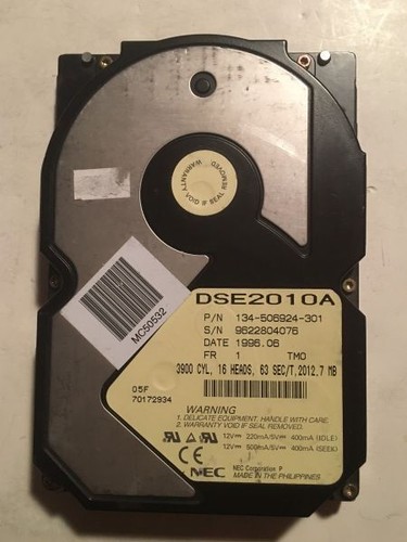 HDD, 2012.7MB , DSE2010A, P/N 134-506924-301, 2GB, 1996.06, FR 1, TMO ...