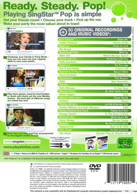 Singstar Pop Ps2 Game PlayStation 2 Sony DVD ROM for sale online | eBay