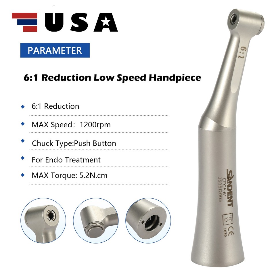 Dental Surgical Contra Angle 6:1 Reduction mini head Endo Low Speed ...