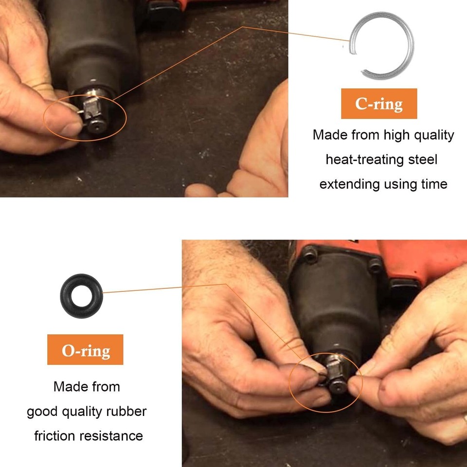 3 Sets 3/8" Impact Wrench Retaining Ring Clip with O-Ring for Milwaukee ...