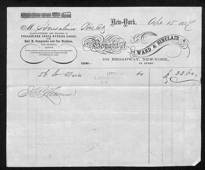 1857 Housatonic Railroad / Ward & Sinclair Vulcanized Rubber 102 B-Way ...