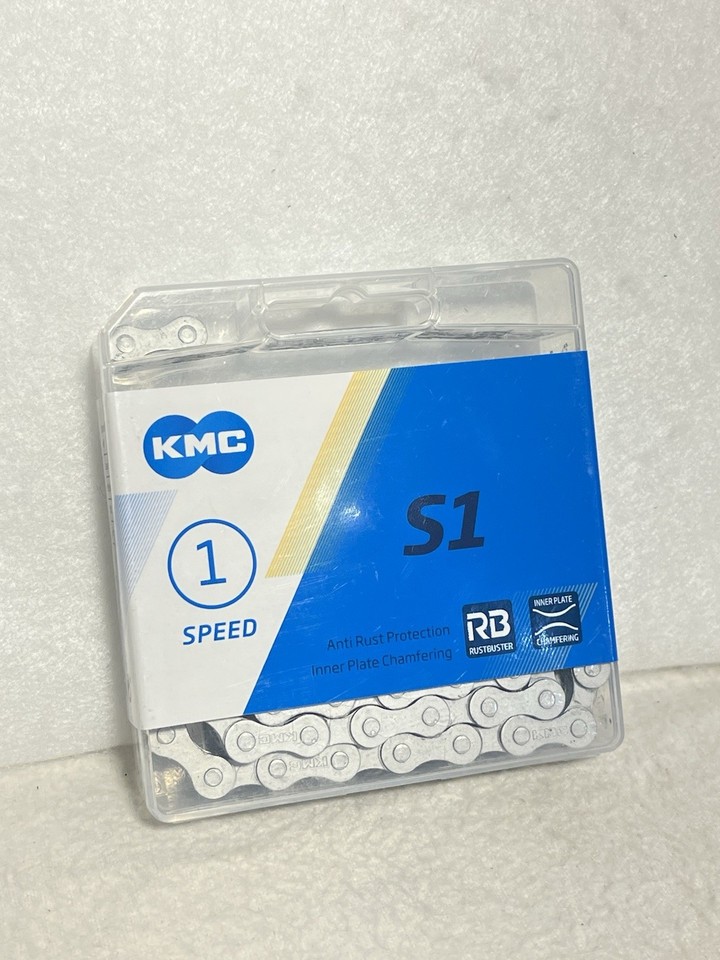 KMC S1 BMX Bicycle CHAIN *NEW* 1/2"X1/8" Race Street RUST BUSTER SILVER ...
