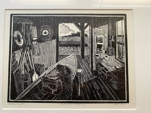 Gregory Lago "Club Island Boatman" St. Lawrence Series Woodblock Print ...