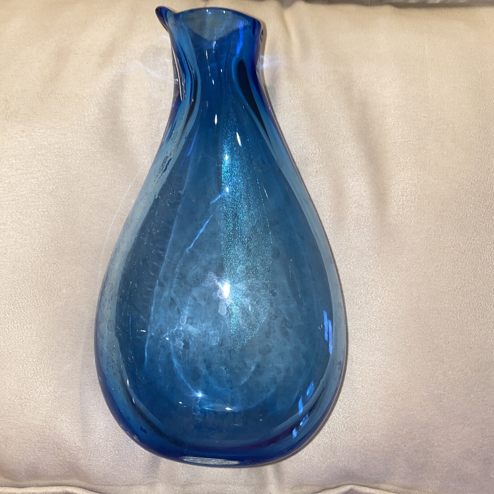 Art Glass Blue Iridescent Vase Signed Wilson | eBay