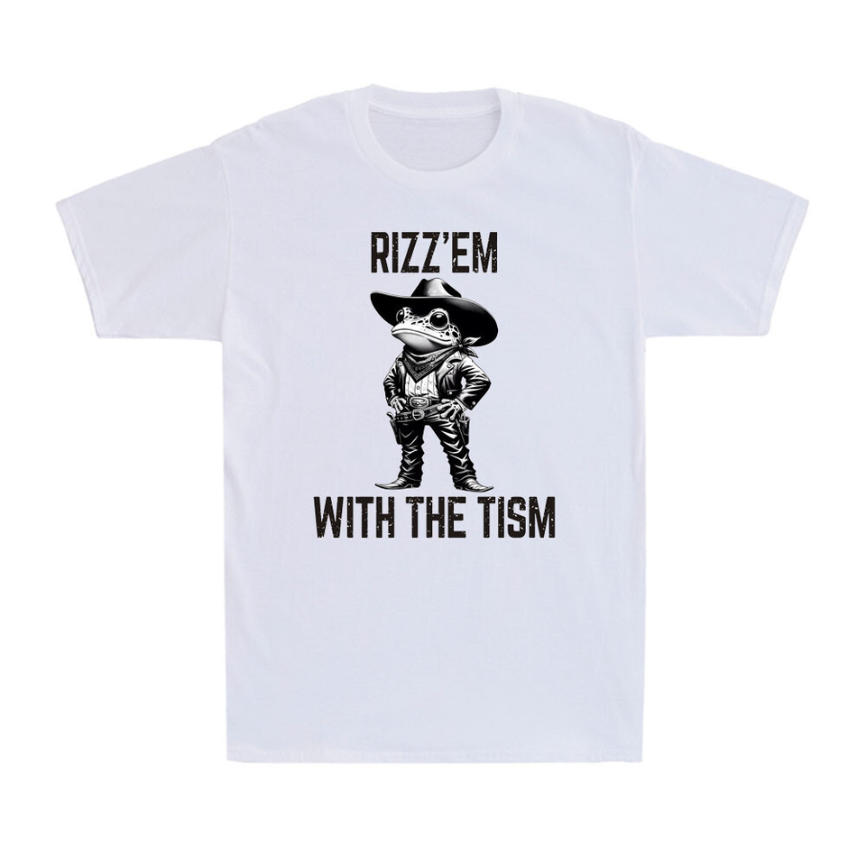 Rizz Em With The Tism Funny Autistic Frog Meme Forg Cowboy Vintage Men ...