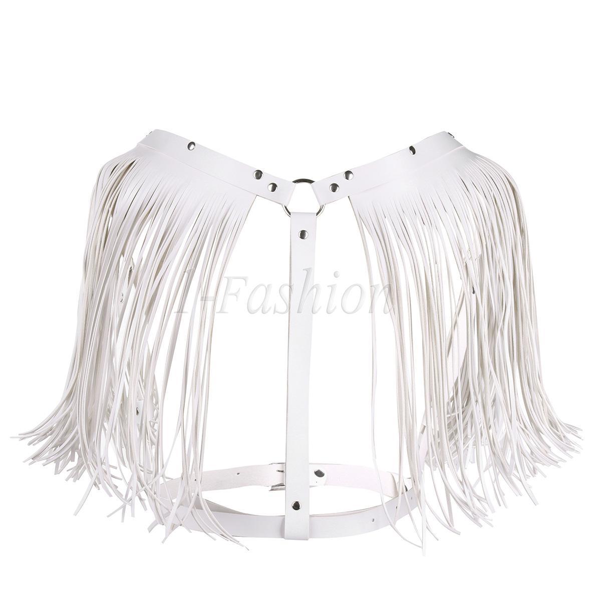 Black Women Goth Lingerie PVC Harness Cupless Cage Bra Strappy Body ...