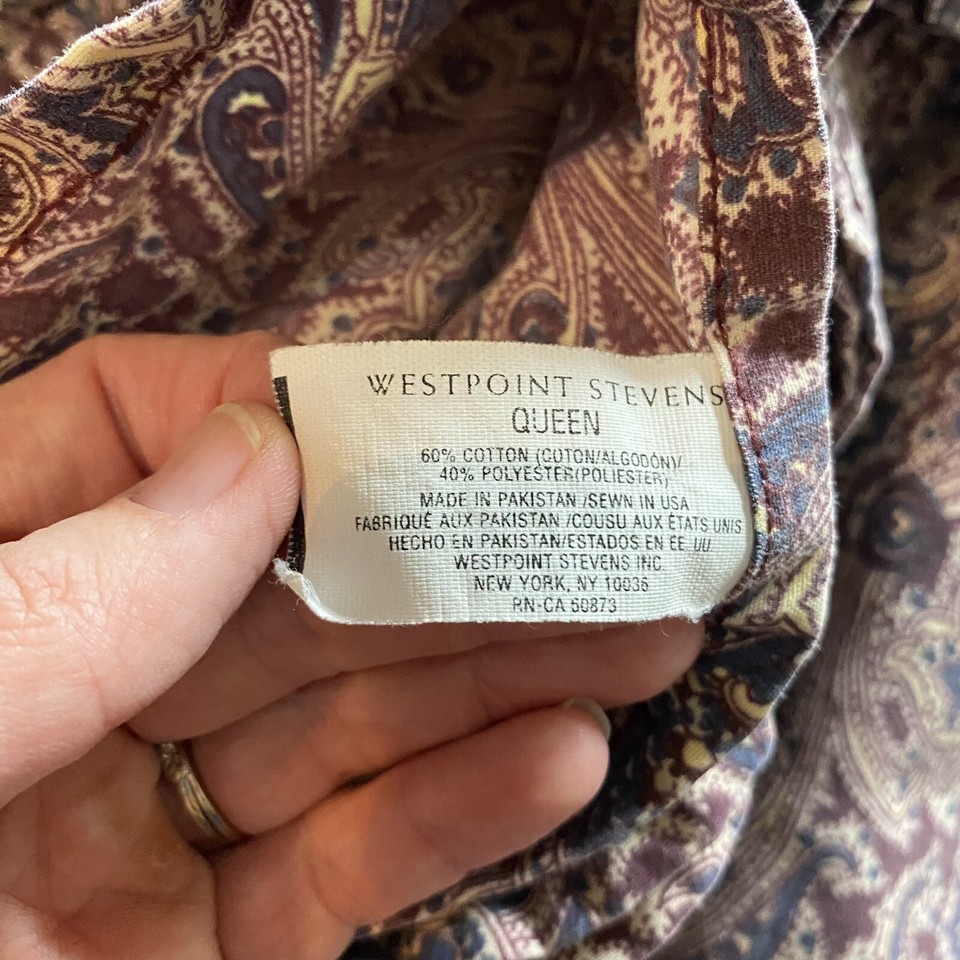 Vtg West Point Stevens Paisley Queen Size Bed Sheet Sheets Set Fitted ...