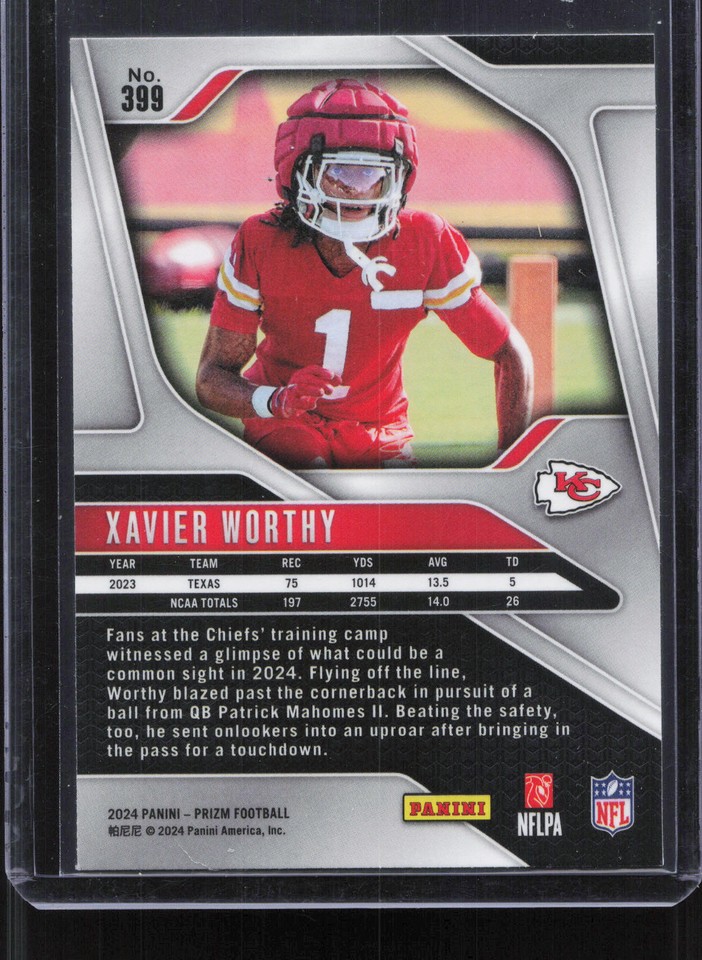 2024 Panini Prizm #399 Xavier Worthy Rookie RC Kansas City Chiefs RG10 ...