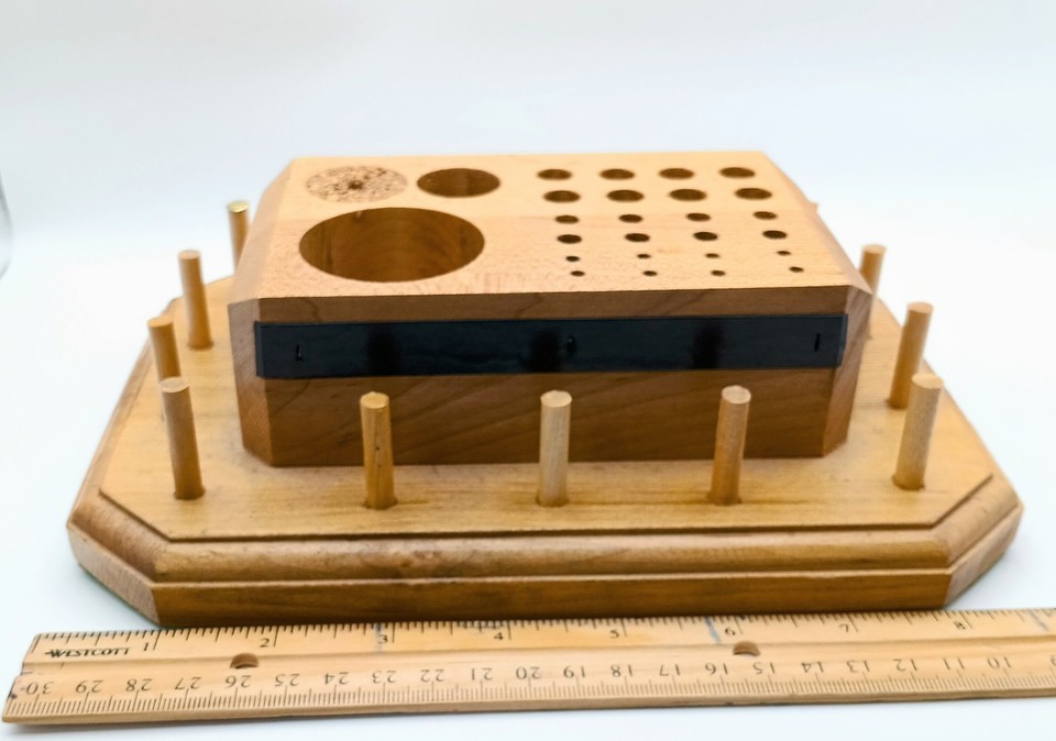 Vintage Style Solid Wood Fly Tying Tool Station & Organizer 12 Pegs 6x9 ...