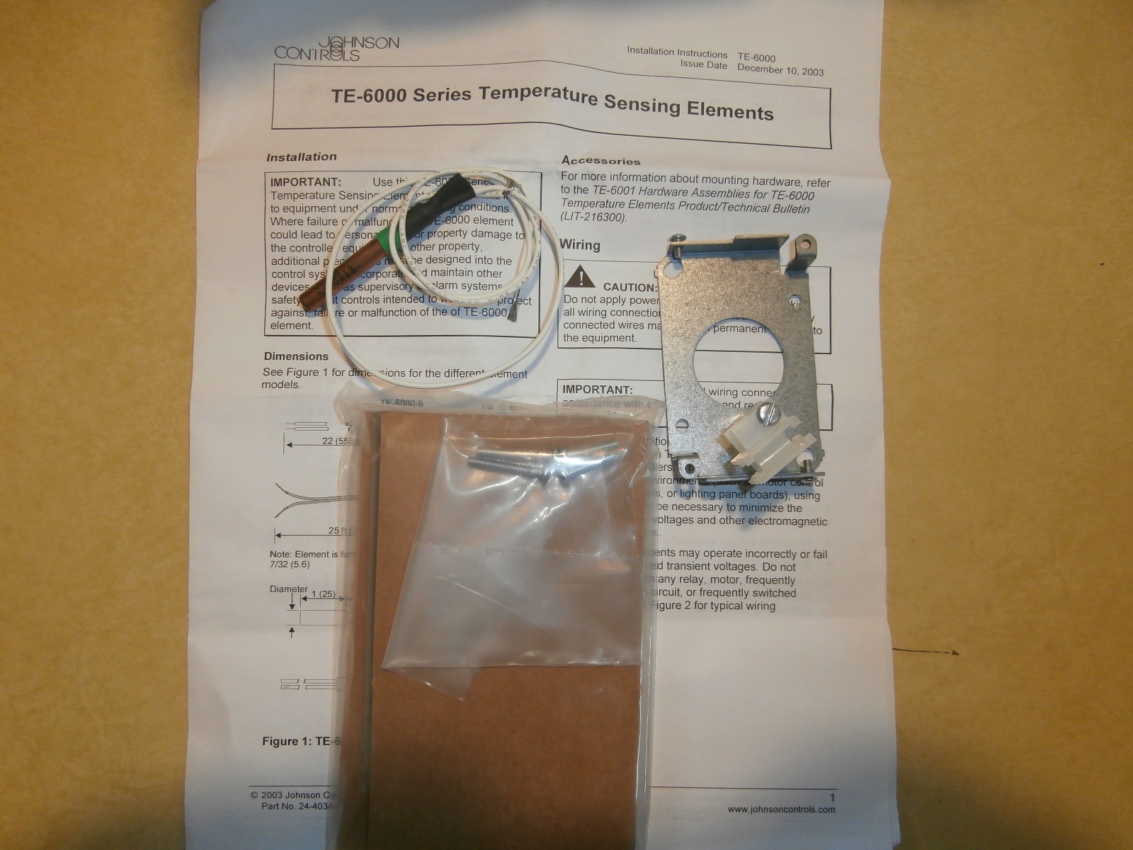 Johnson Controls Wall Mounted Temperature Sensor TE-6000-1G | eBay