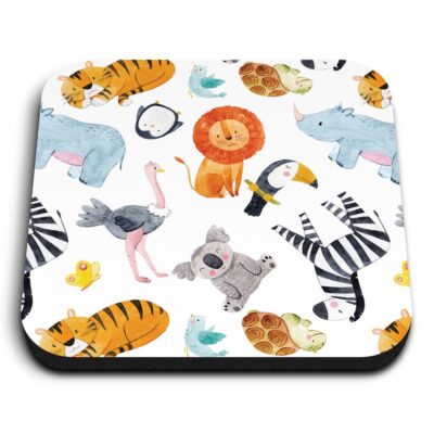 1x Square Fridge MDF Magnet Safari Animals Tiger Rhino Zebra Koala ...