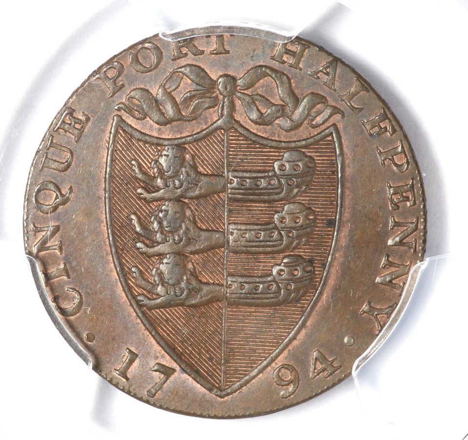 PCGS MS63BN 1794 Great Britain Kent Faversham Conder Token 1/2P D&H-20 ...