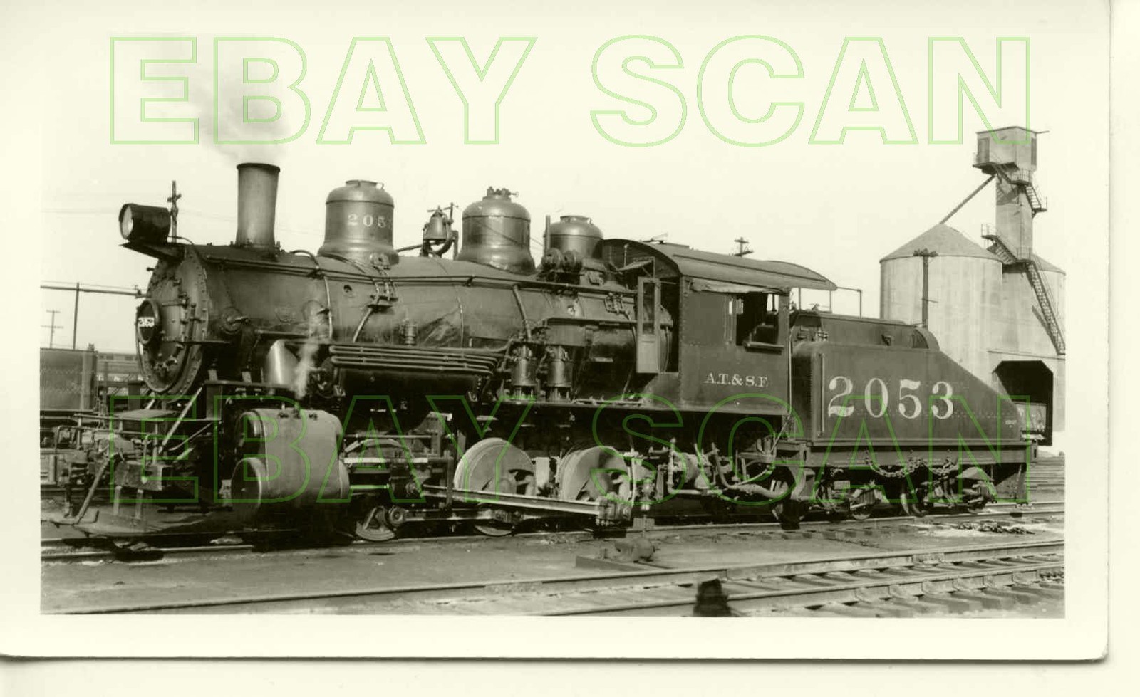 8D130 RP 1938 AT&SF SANTA FE RAILROAD 0-6-0 LOCO #2053 KANSAS CITY KS ...