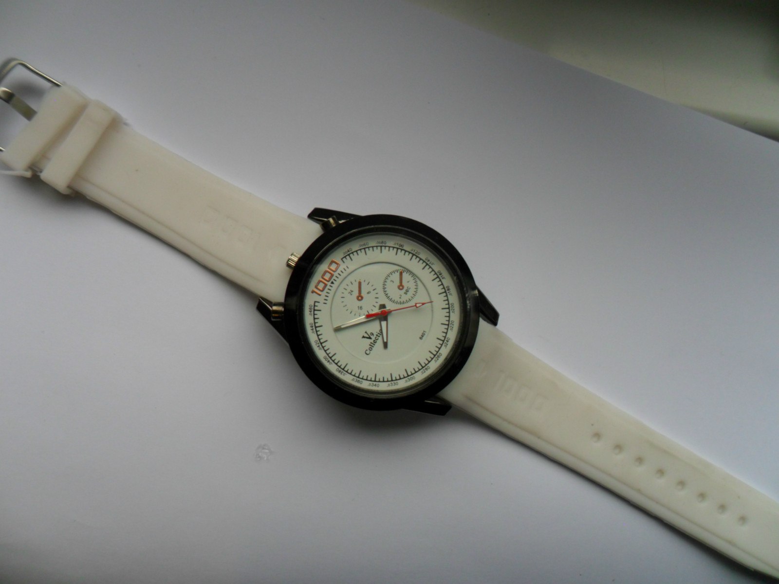 Very Smart Black and White Faced Quartz Watch White Strap | eBay UK