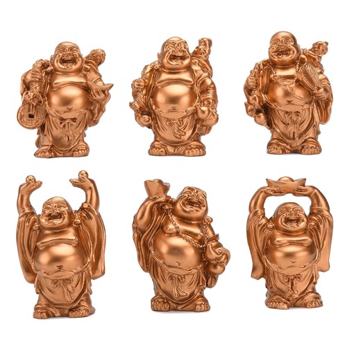 BRABUD 6pcs Resin Statue Laughing Buddha Statue Lucky Happy Buddha ...