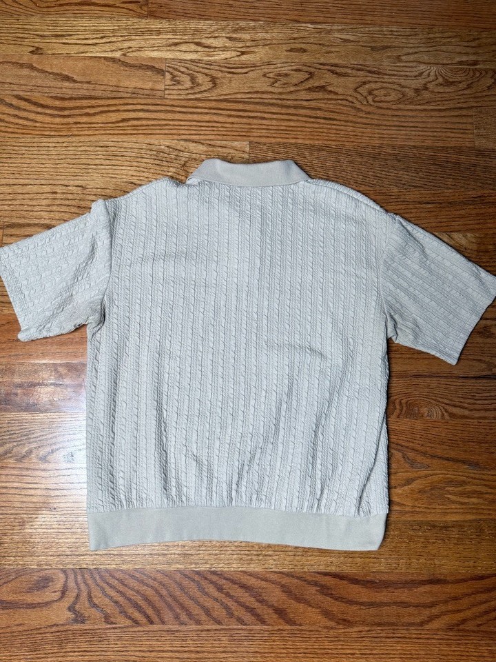 Zara Johnny Collar Polo Shirt Men's Medium Brown Short Sleeve SHIPS NOW ...