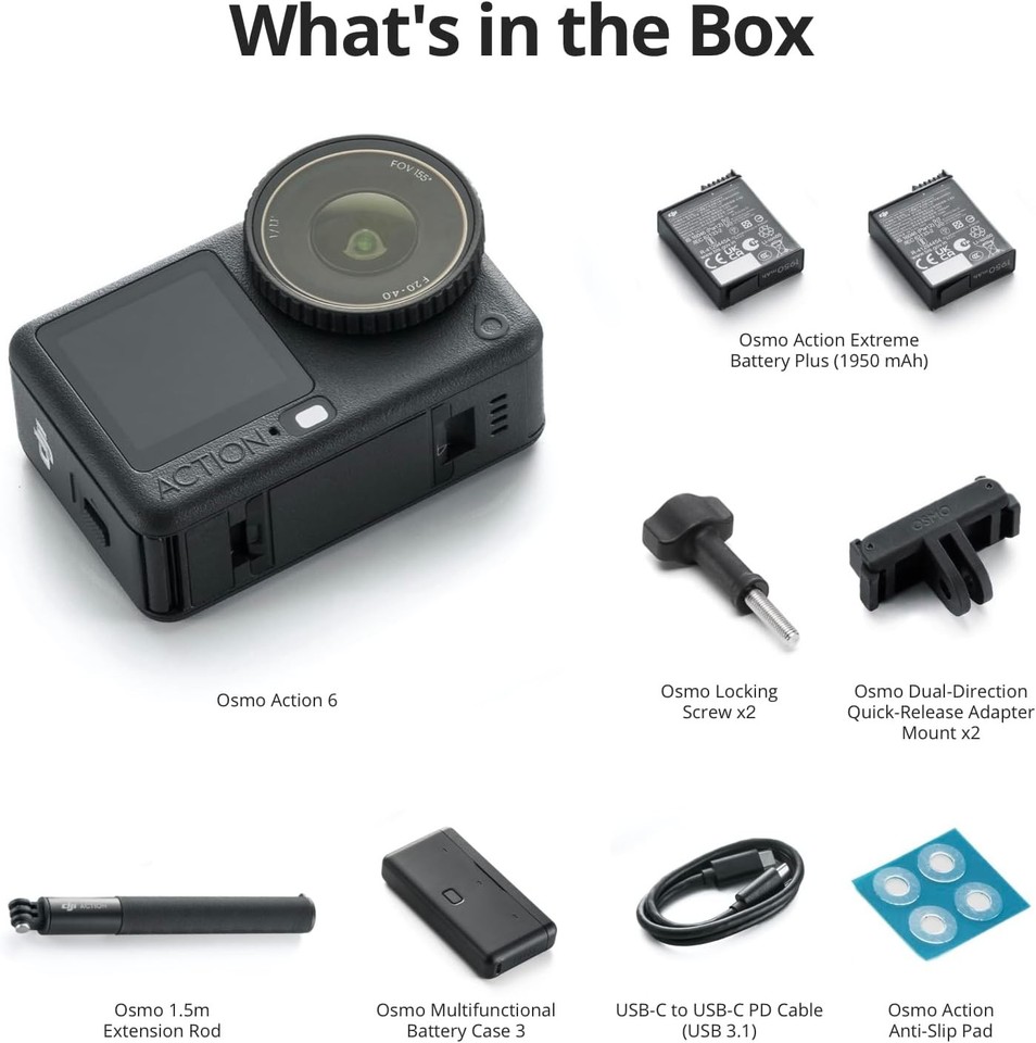 DJI Osmo Action 6 Enhanced Combo - 4K OLED Variable Aperture Action ...