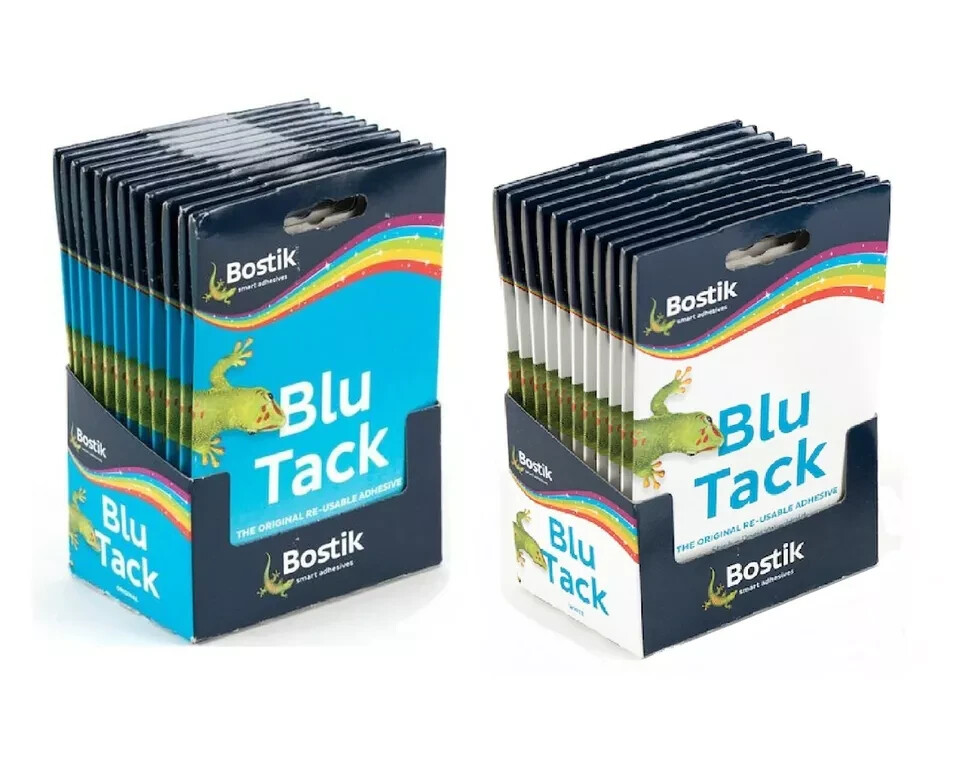 Bostik Blu Tack Sticky Tac Blue Economy Handy Size Re-usable BLUE WHITE ...