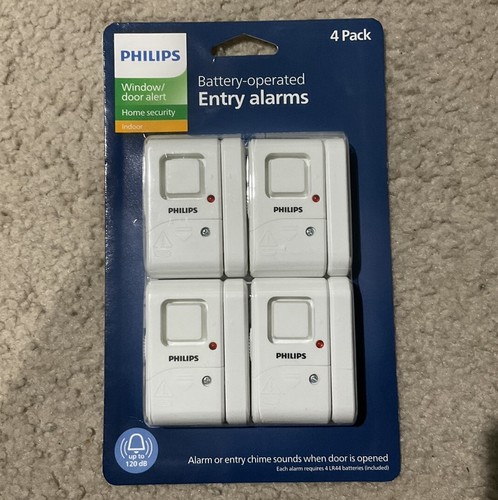 *BRAND NEW* PHILIPS 4-Pack Wireless Window/Door Alarm Indoor Home ...