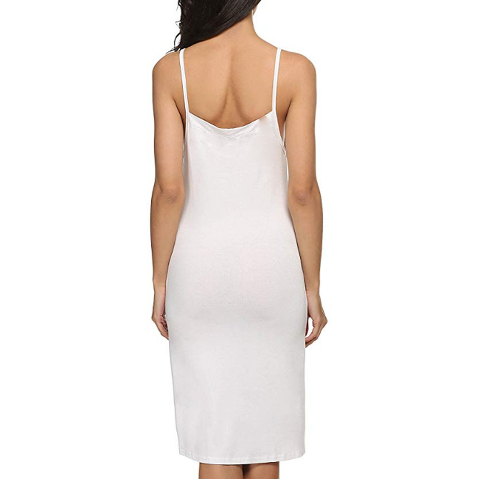 Cotton Women Sexy Long Spaghetti Strap Full Slip Camisole Under Dress ...