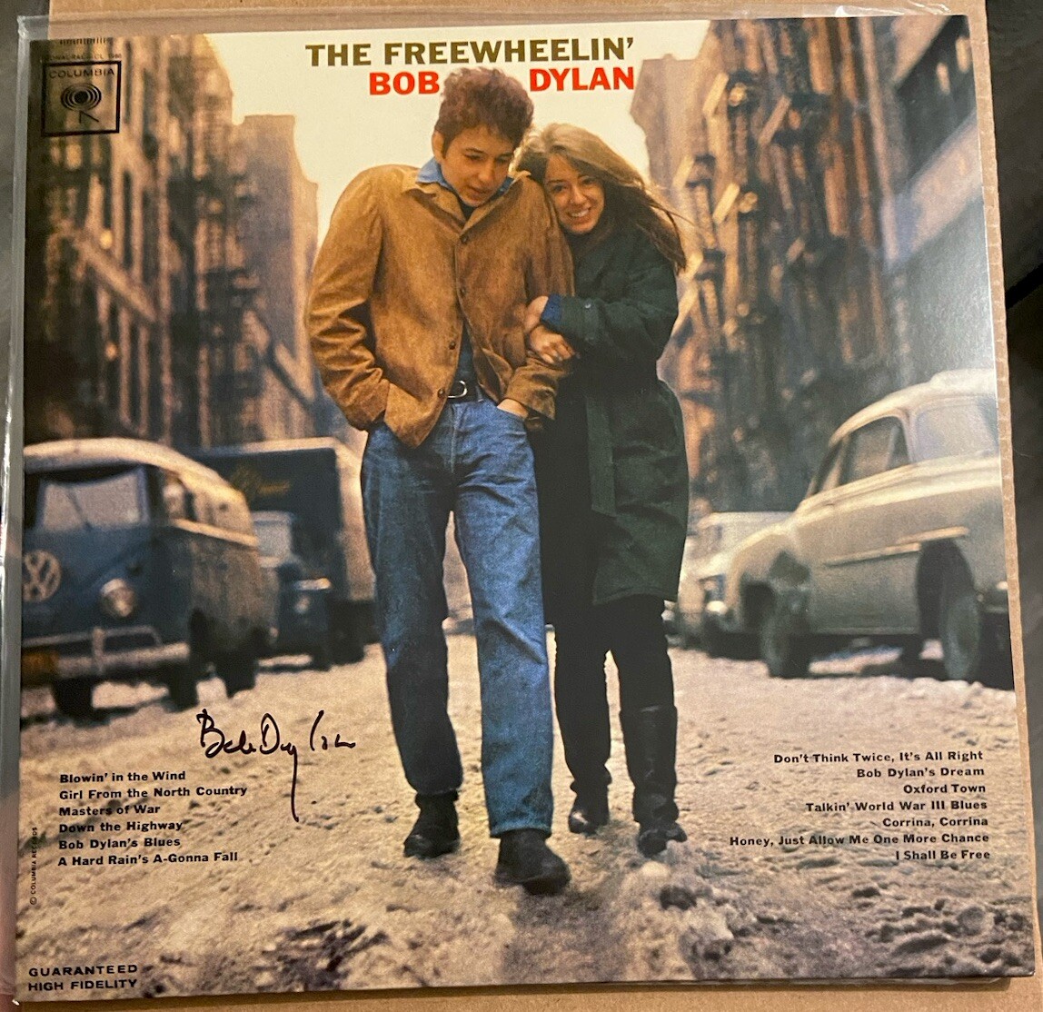 Bob Dylan Signed Freewheelin' Bob Dylan Album Cover Autograph W/ Vinyl ...