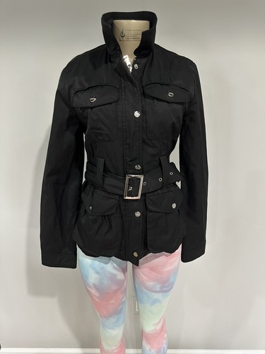 Coat Size Small Women’s Black Zip Button Front Belted Black | eBay