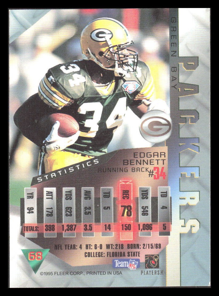 1995 Fleer Metal #68 Edgar Bennett Football Card | eBay
