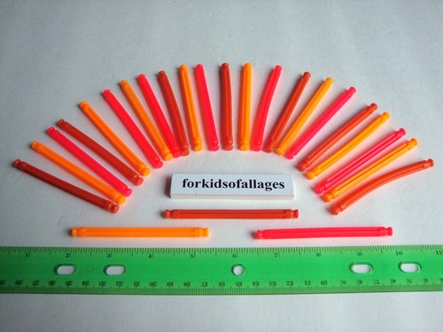 KNEX BUILDING TOY LOT: 25 Neon Flexi Rods 3 1/4" Orange Red Flexible ...
