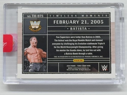 2024 Three Count WWE Batista Timeless Moments Auto Autograph #44/49 ...