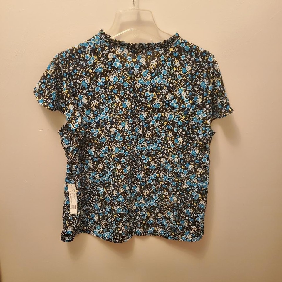 Women's New w/tag Counterparts short ruffle sleeve Blouse, Size L, Blue ...