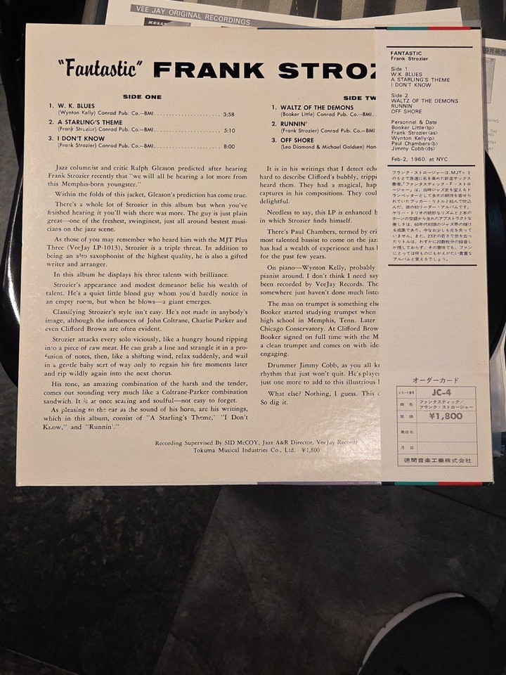 Frank Strozier Fantastic Frank Strozier LP JC-4 Vee Jay Japan Mono With ...