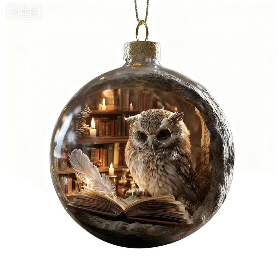 Christmas tree decoration balls Bookstore Animal Series, Fall Winter ...