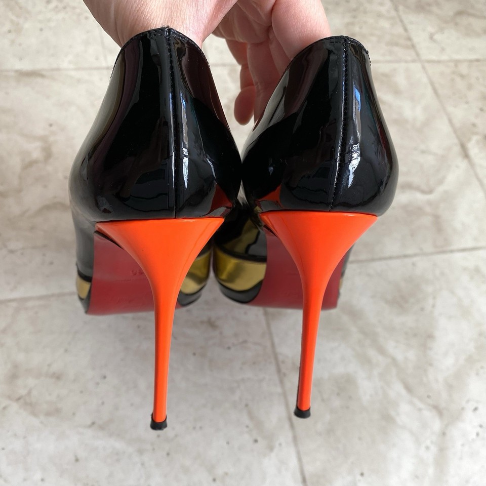 Christian Louboutin Astrogirl Black Pink Orange Patent Leather Pumps Heels Sz 6 | eBay