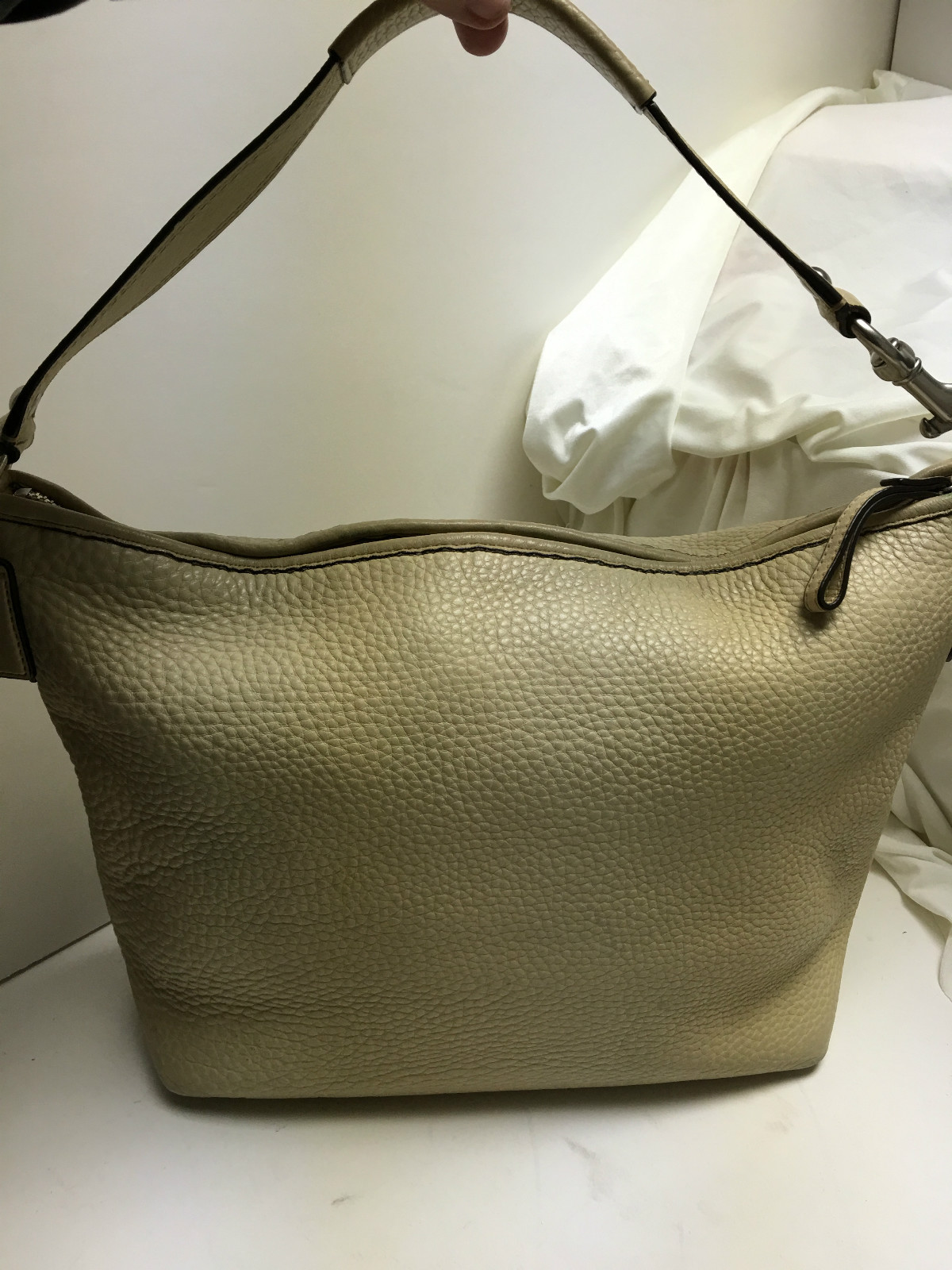Coach Sarah Ivory Sand Pebbled Leather Purse Bag Auth… - Gem