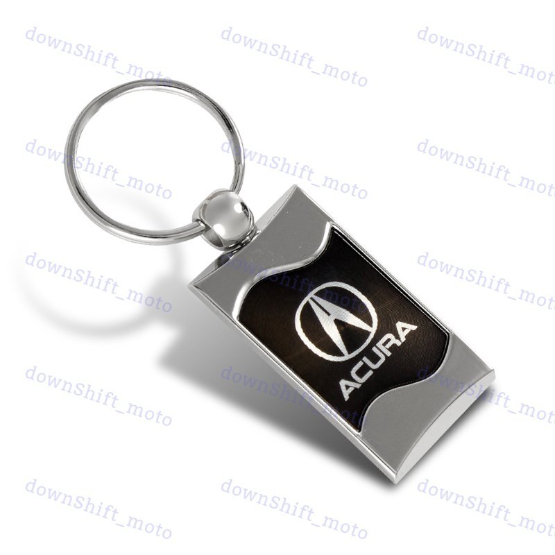 Acura Logo Black Rectangular Authentic Chrome Key Fob Keyring Keychain ...