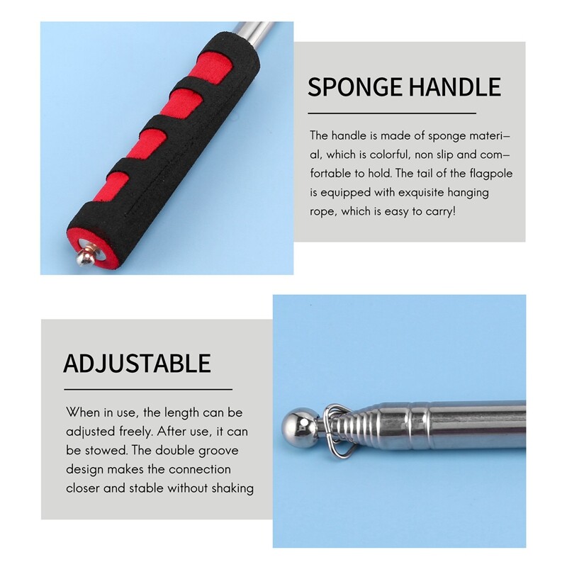 Extendable 2M Portable Telescopic Handheld Flag Pole Tool for Flags ...