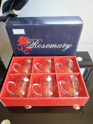 NOS AUSTRIAN STARBURST CUT CRYSTAL ROSEMARY GLASSWARE VINTAGE HTF NIB ...