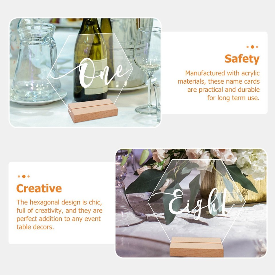 10 Sets Transparent Acrylic Table Number Signs with Wooden Base for ...