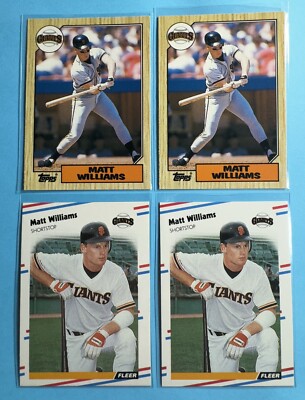Matt Williams Rookie Lot (4) Cards ~ 2-1987 Topps Traded & 2-1988 Fleer ...