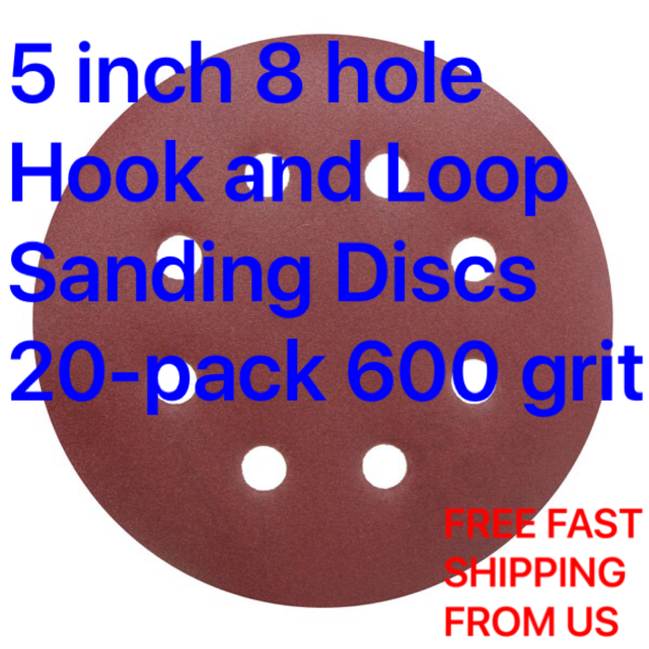 5 inch 8 hole Hook and Loop Sanding Discs 20-pack 600 grit | eBay