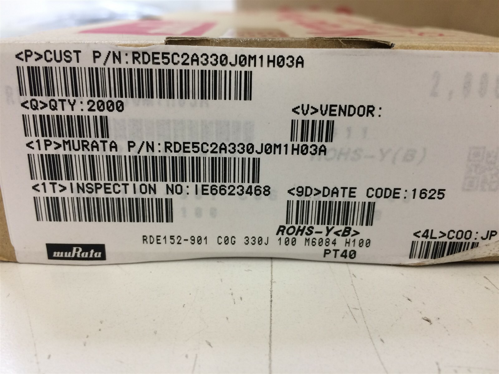 RDE5C2A330J0M1H03A MURATA CAP CER 33PF 100V C0G/NP0 RADIAL ROHS 30 ...