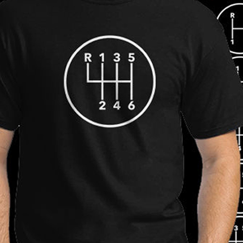 Manual Transmission Shift Pattern 6 Speed Stick Crew Cotton Top T-Shirt ...
