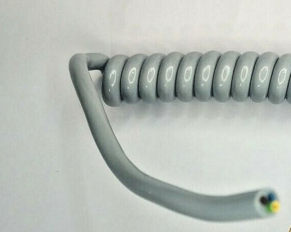 Grey Coiled Mains Flex, 3 Core, 0.35m to 1.5m, 10A, Curly Cable Lead ...