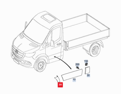 GENUINE MERCEDES BENZ SPRINTER 907 CHASIS FRONT FENDER MOLDING LEFT ...