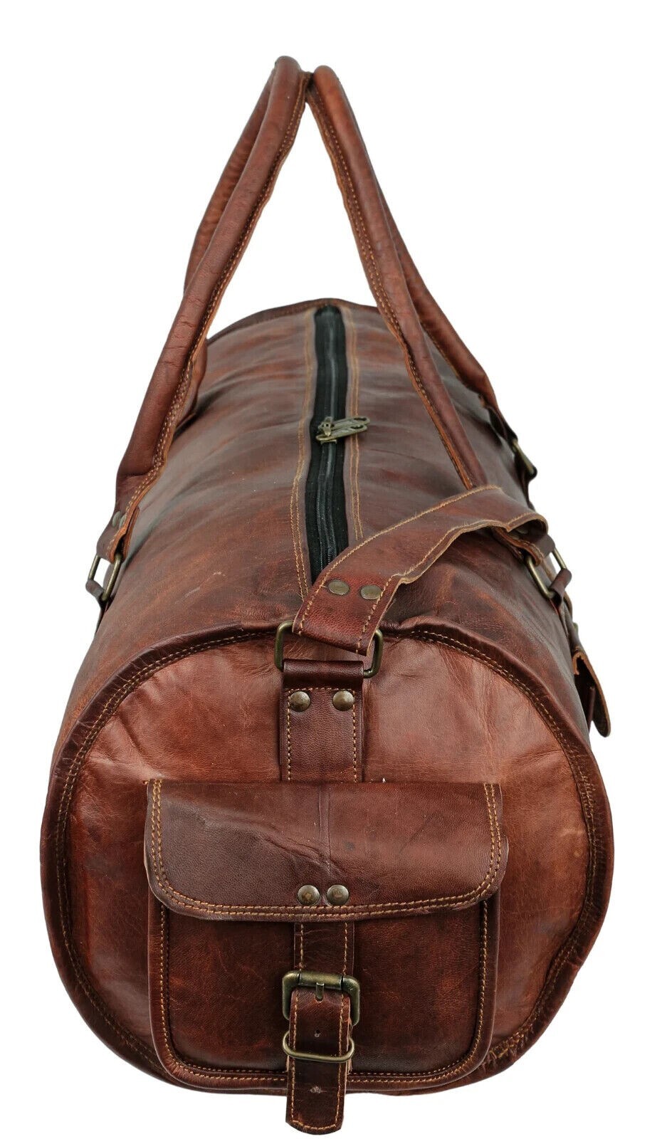 24" Travel Luggage Gym Naturally Tan Leather Duffle Bag Men Overnight ...