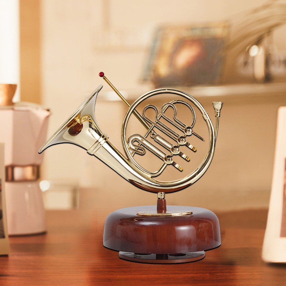 French Horn Music Box Classical Wind Up Musicbox Twirling Music Box ...
