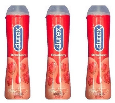 Pack of 3 Durex Lubricant Gel Strawberry Lube Play Fun Pleasure 100ml ...