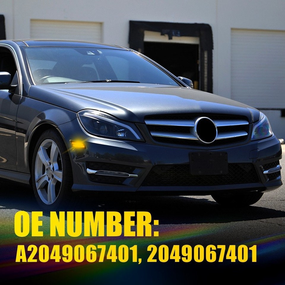 Pair LED Light Side Lens Lamp Smoked Amber AMG for C300/C63 Benz 2012 ...