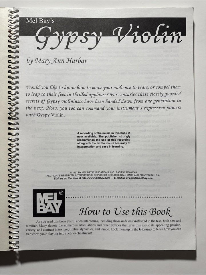 GYPSY VIOLIN - MARY ANN HARBAR - 1997 - MEL BAY | eBay